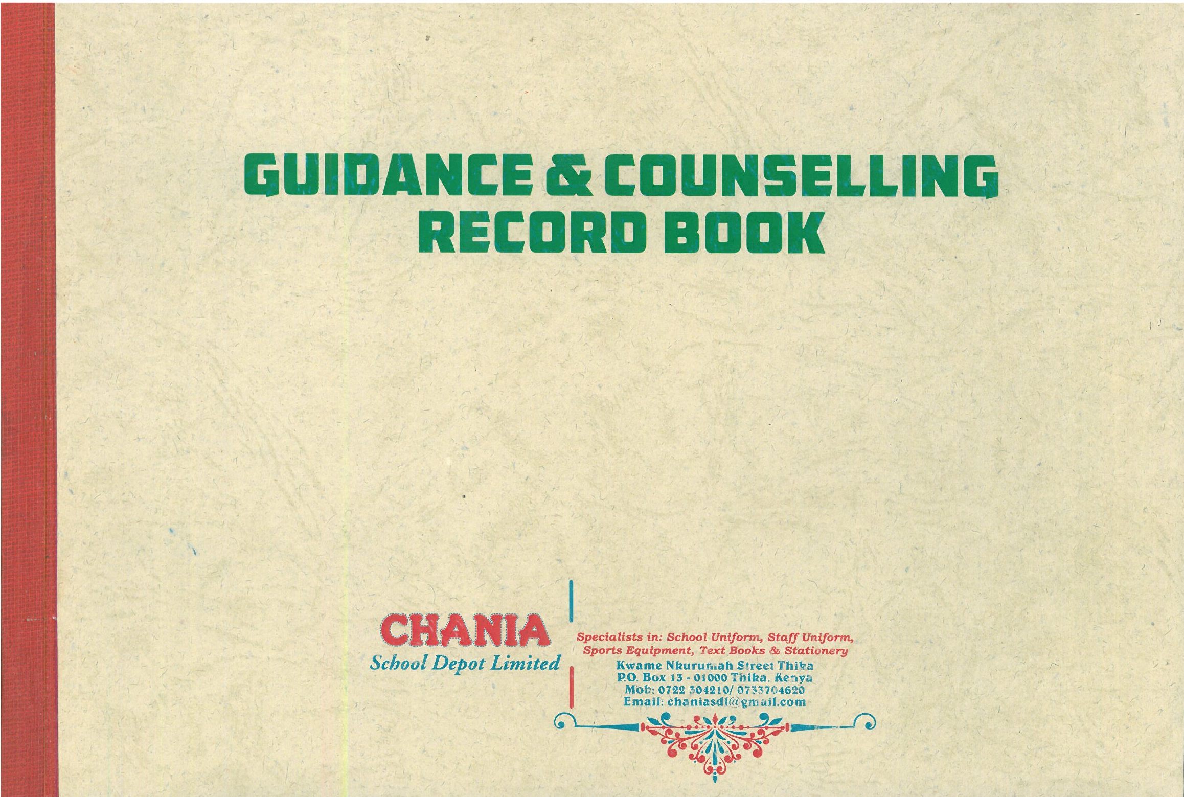 Guidance & Counselling Record Book | Chania School Depot