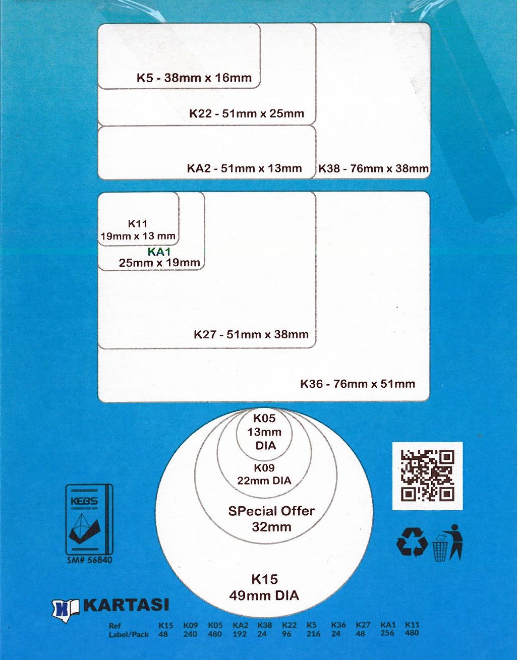 Afri labels White | Chania School Depot